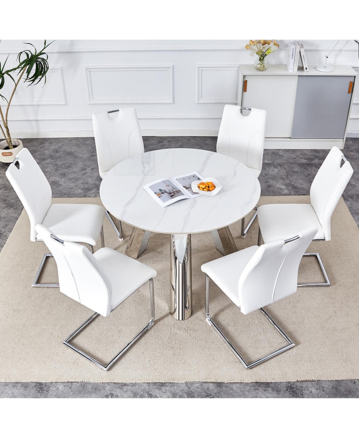 Click here for Streamdale 42" Round Sintered Stone Table & 6... prices