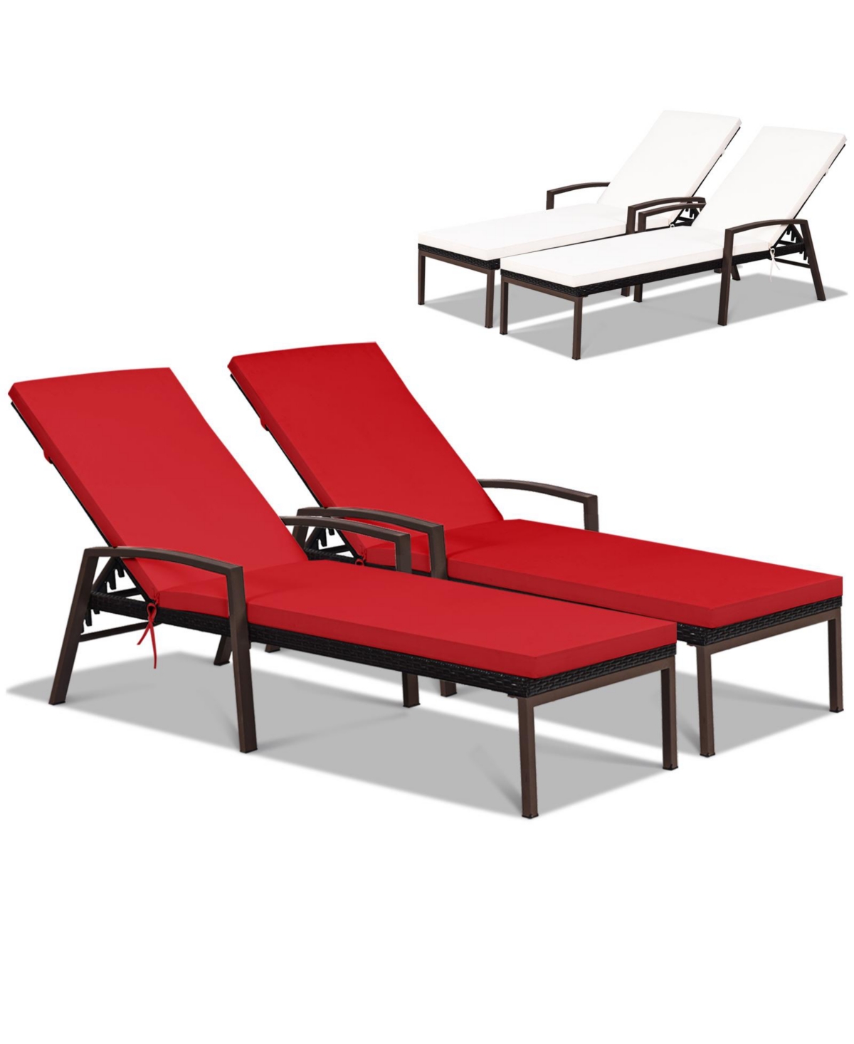 Click here for 2 Pieces Patio Rattan Reclining Chaise Lounge Chai... prices