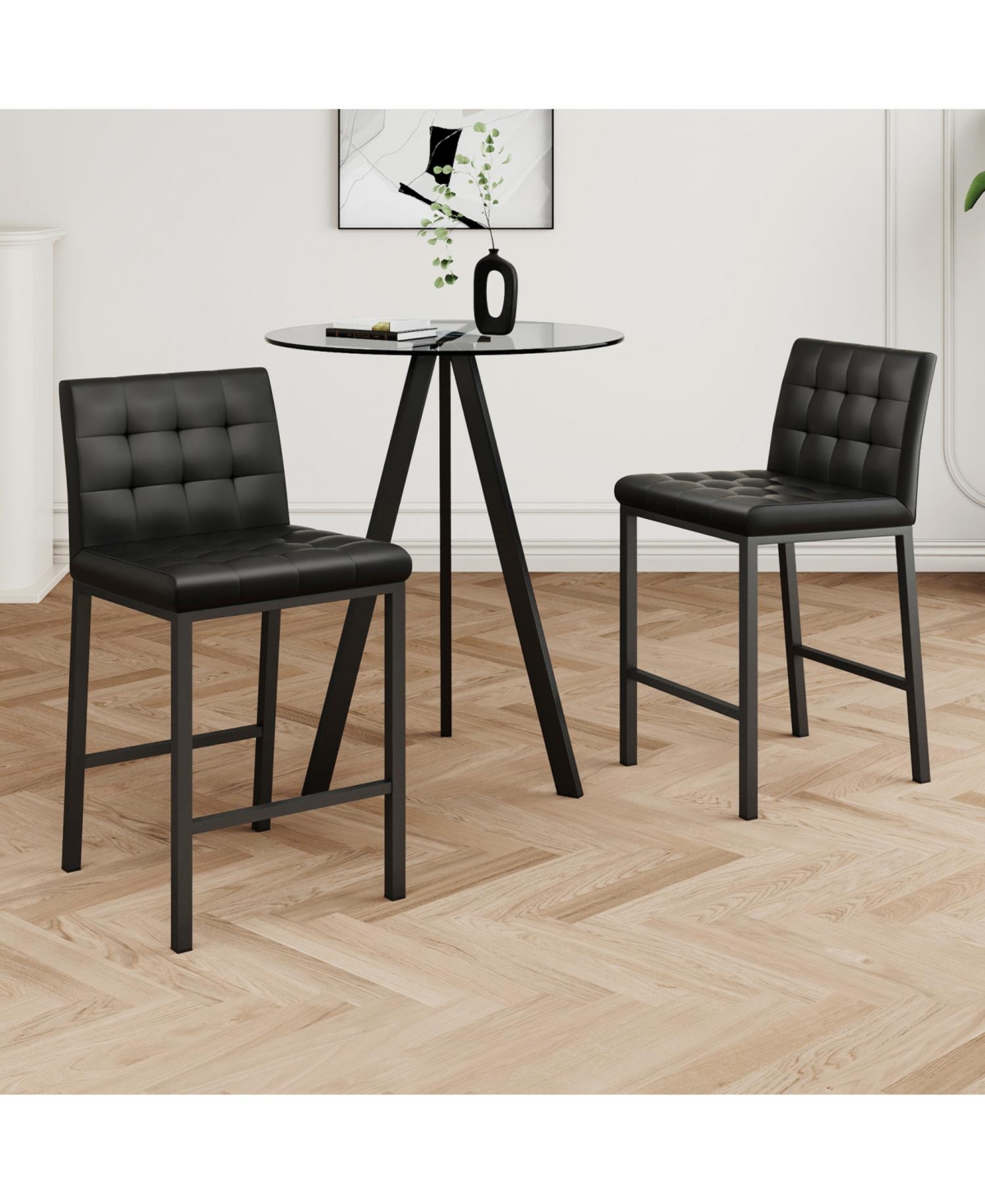 Click here for Streamdale Black/Grey Bar Set (3) Pu Chairs  Glass... prices