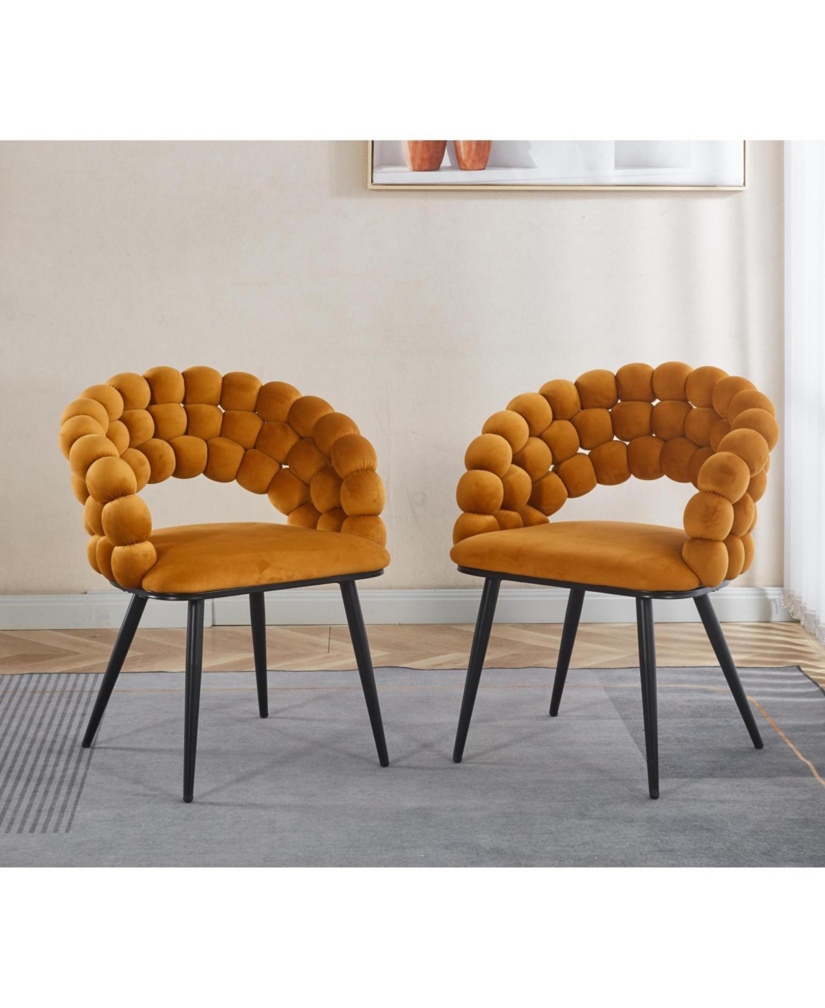 Click here for Streamdale Orange Modern Chairs (Set of 2)  Golden... prices