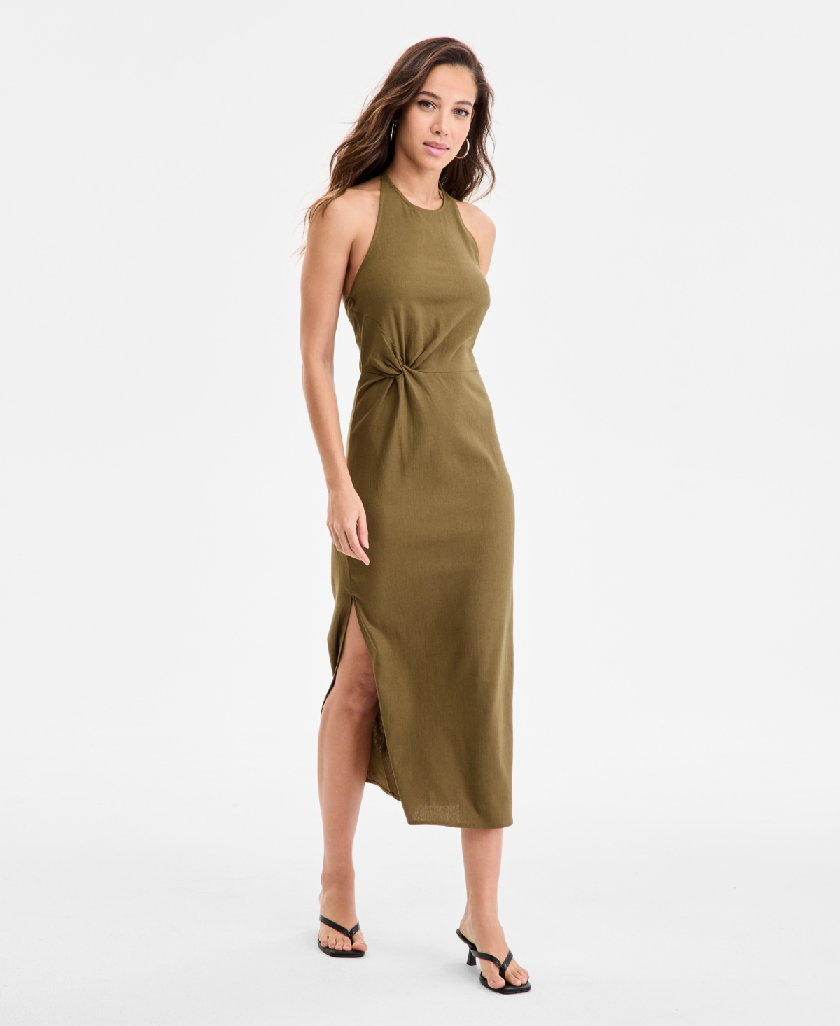 Click here for Bar Iii Womens Twist-Front Midi Dress  Exclusively... prices