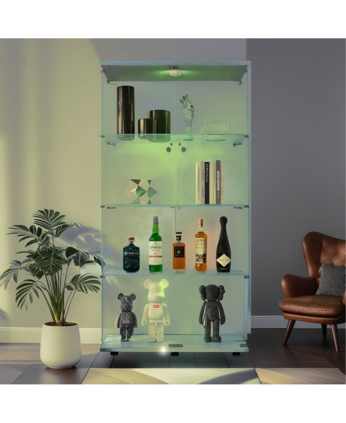 Click here for Streamdale Glass Display Cabinet with Led Light -... prices