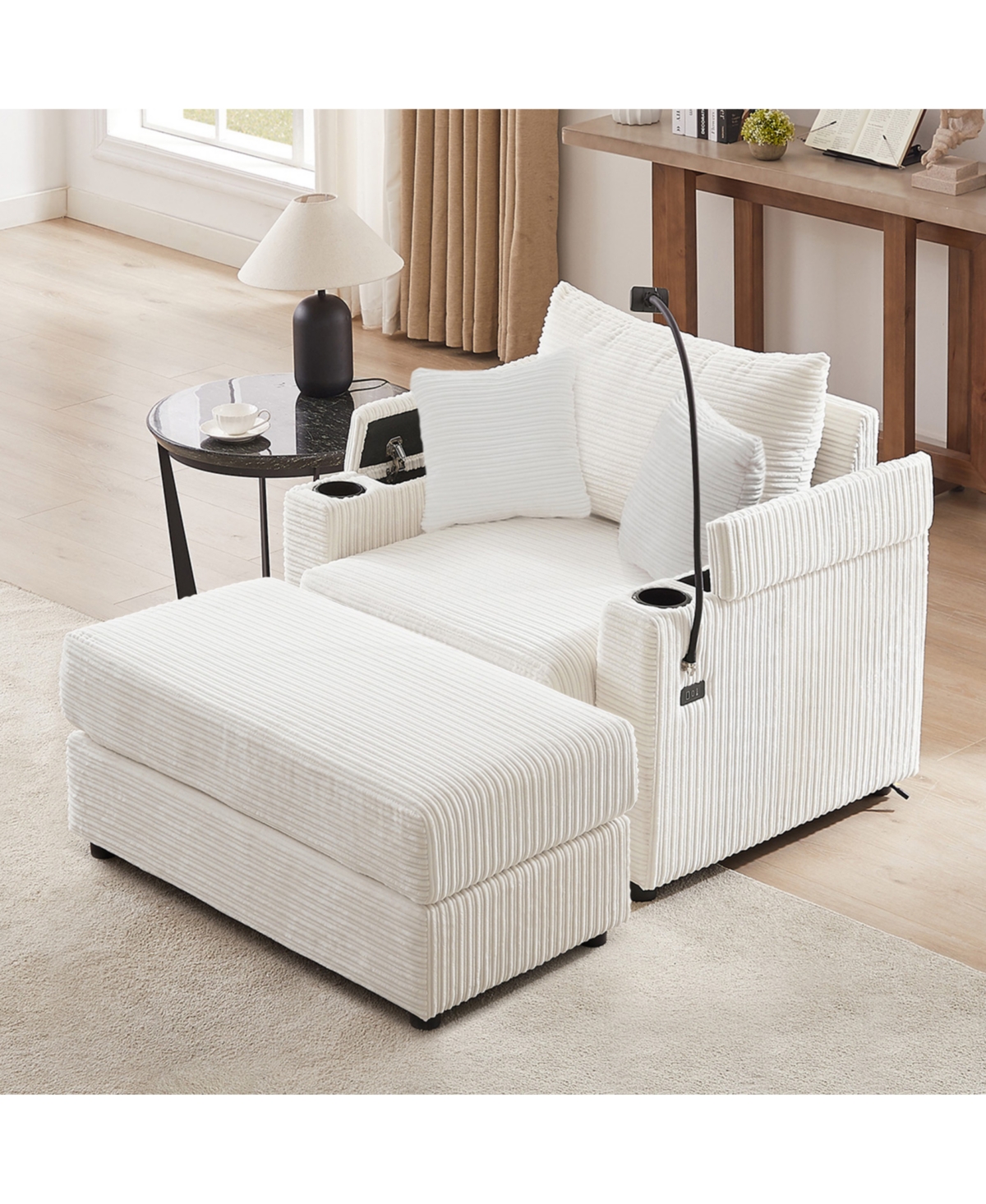 Click here for 41.7" Modern Sofa Couch w/ Ottoman  Usb  Cup... prices