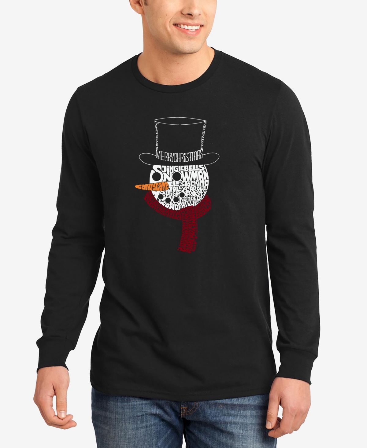 Click here for La Pop Art Mens Snowman Face Word Art Long Sleeve... prices