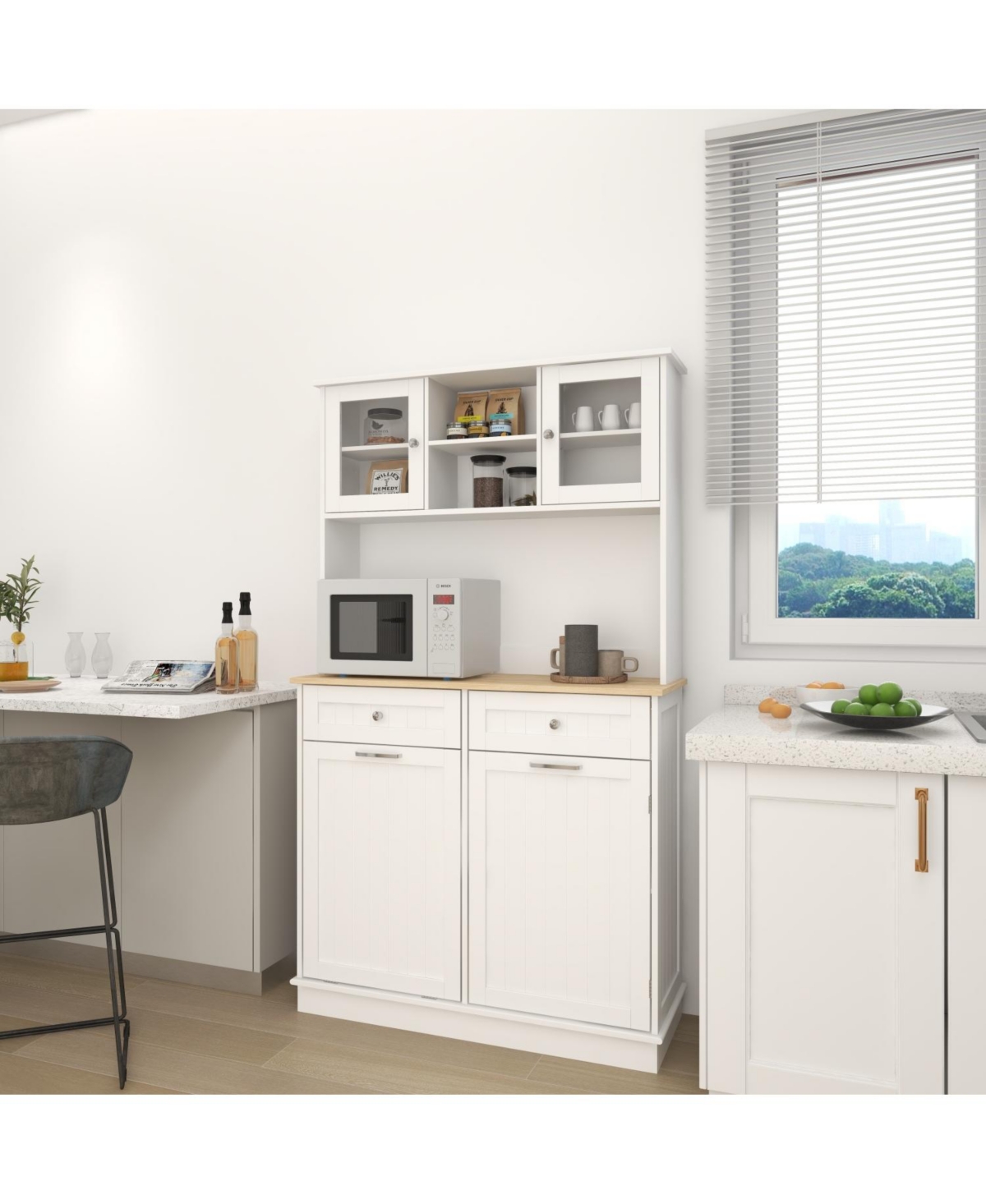 Click here for Streamdale Kitchen Trash Cabinet with Shelves and... prices