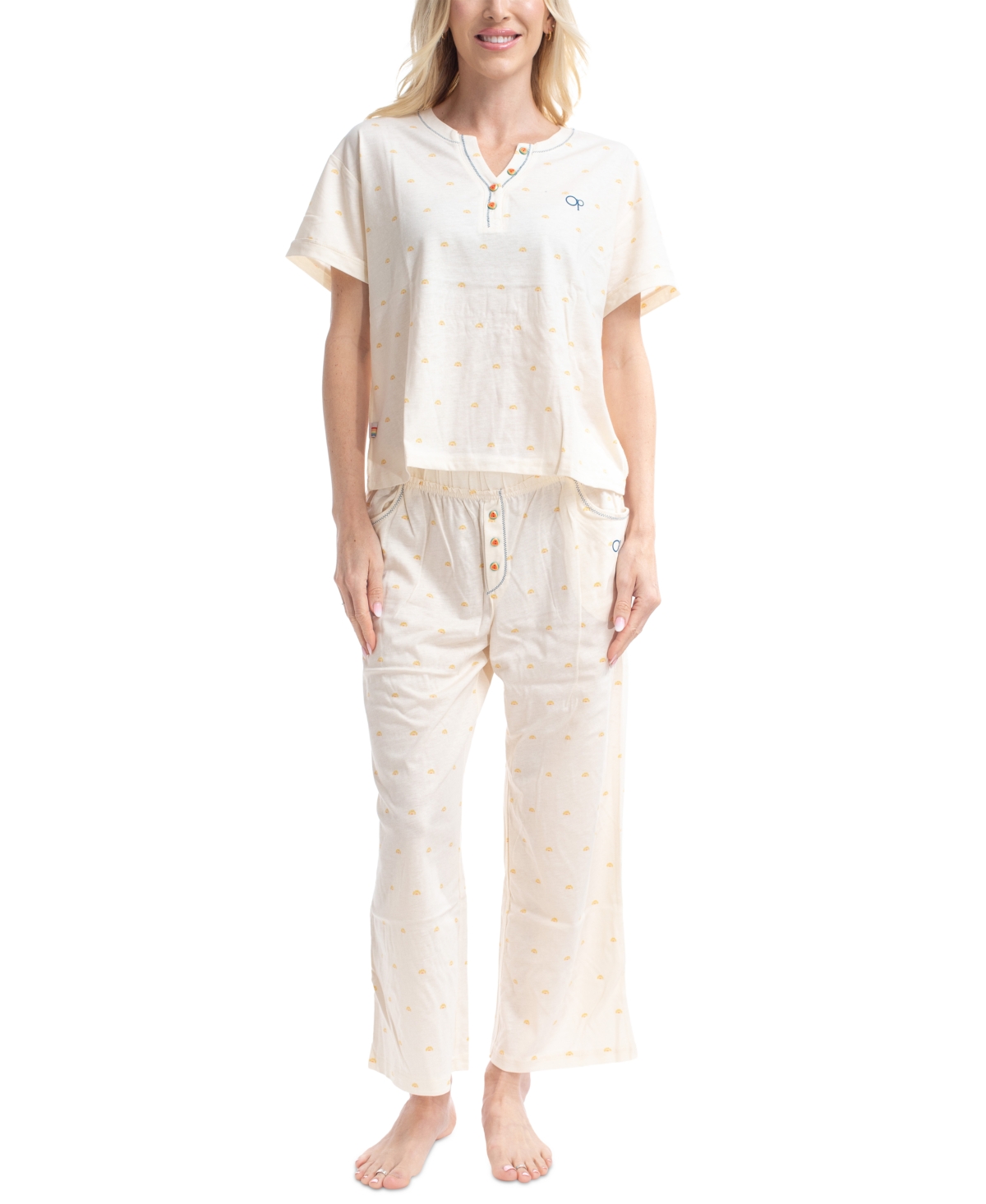 Click here for Ocean Pacific Womens Printed Henley Pajama Set - C... prices