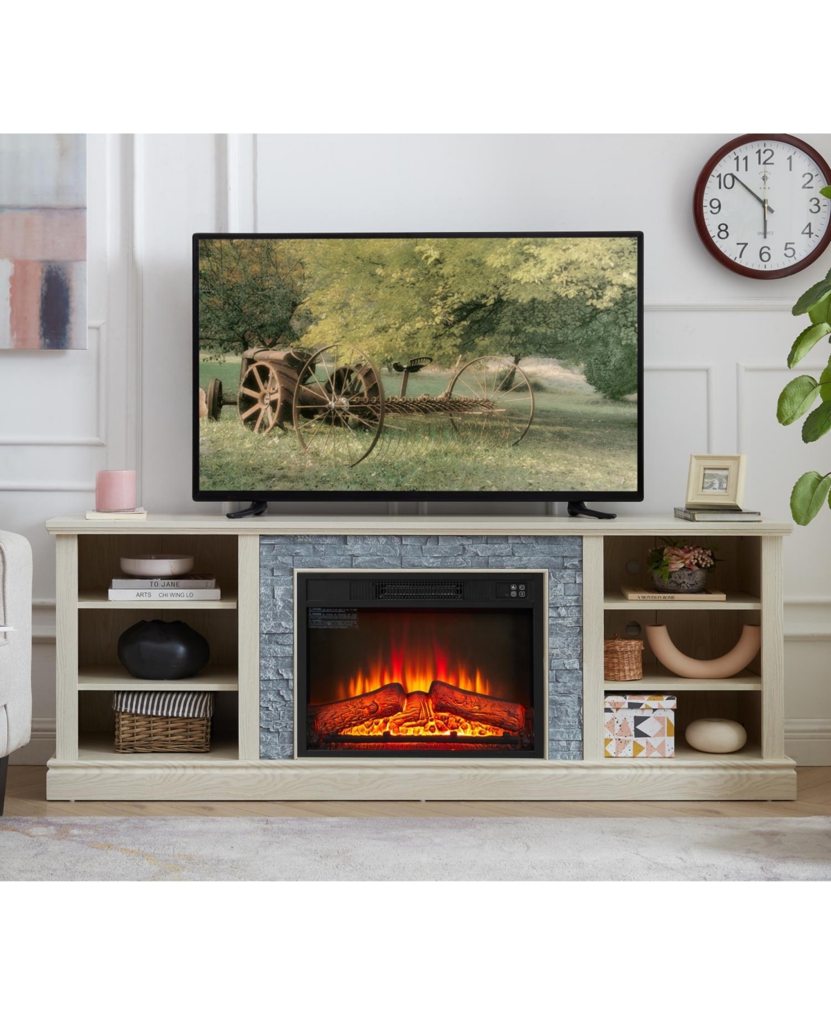 Click here for Streamdale Modern White Tv Stand with Fireplace  7... prices