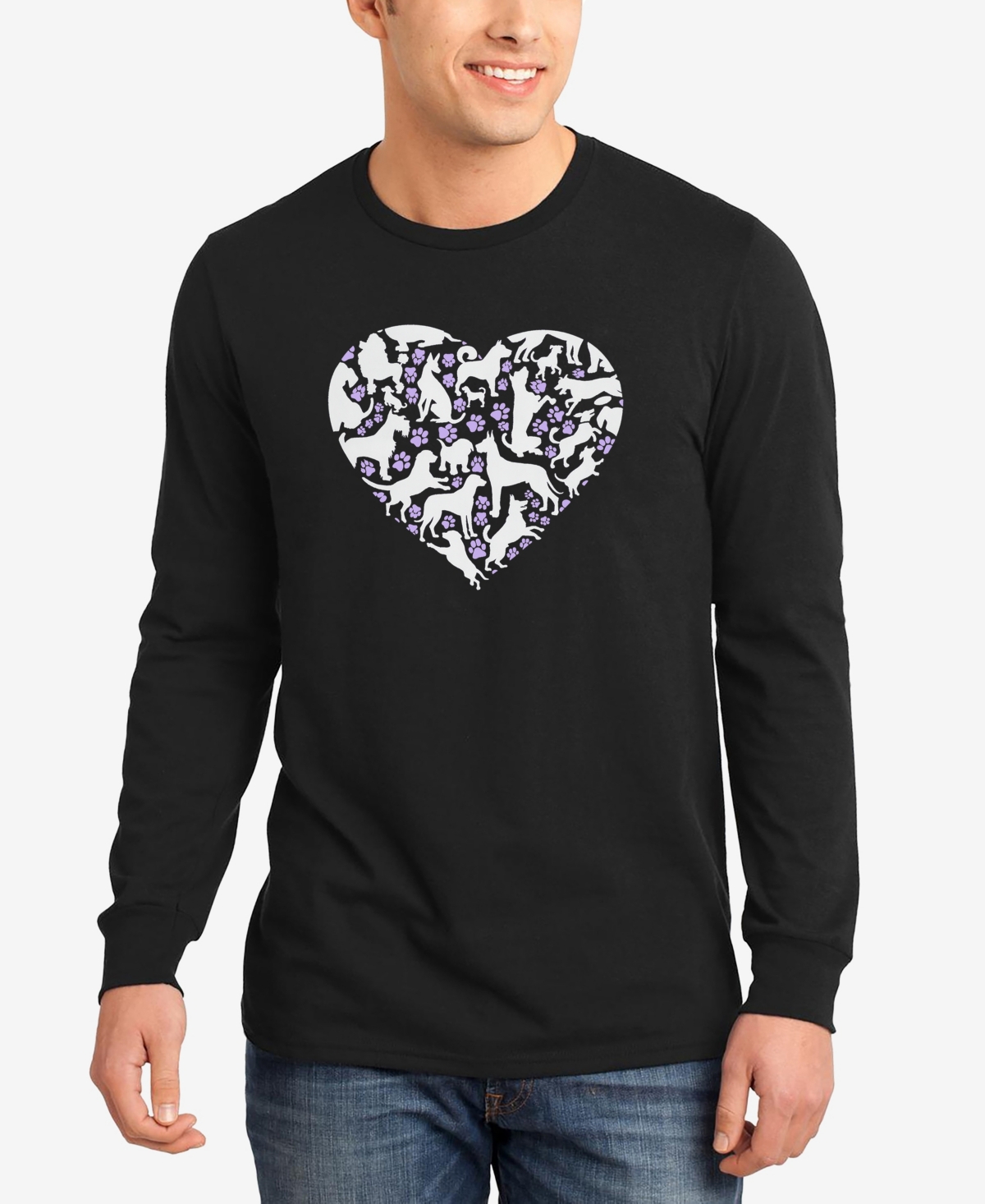 Click here for La Pop Art Mens Dog Heart Word Art Long Sleeve T-S... prices