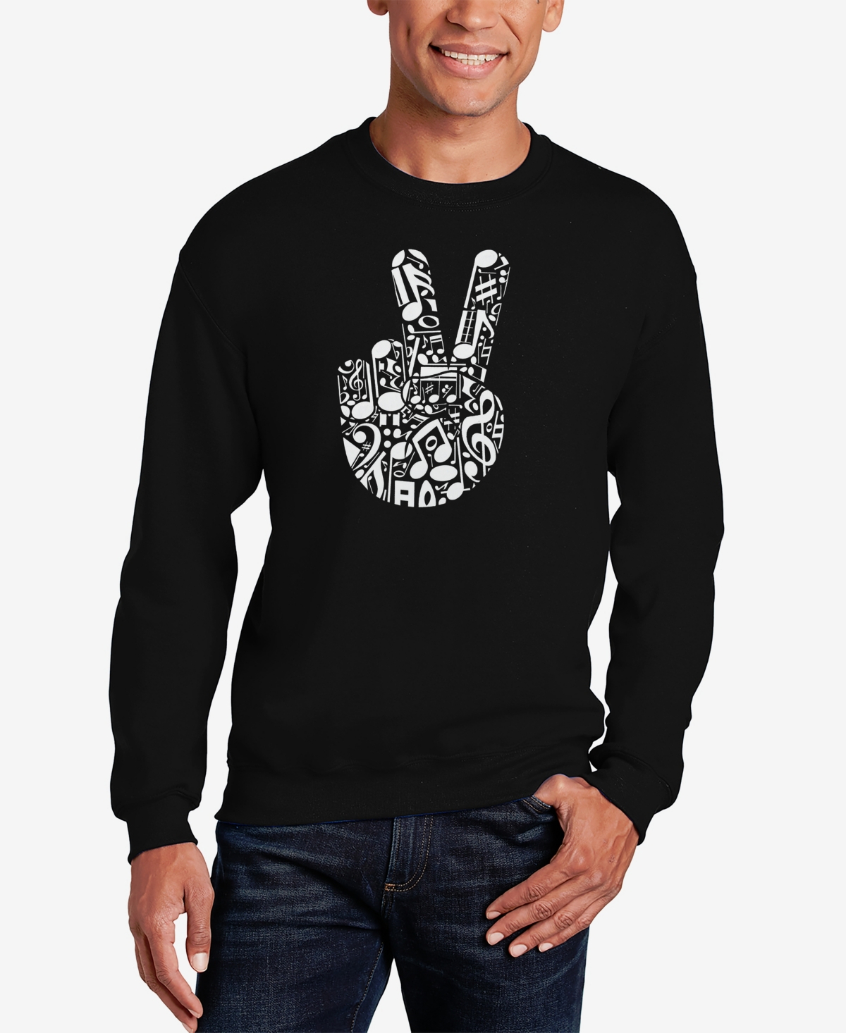 Click here for La Pop Art Mens Peace Finger Notes Word Art Crewne... prices