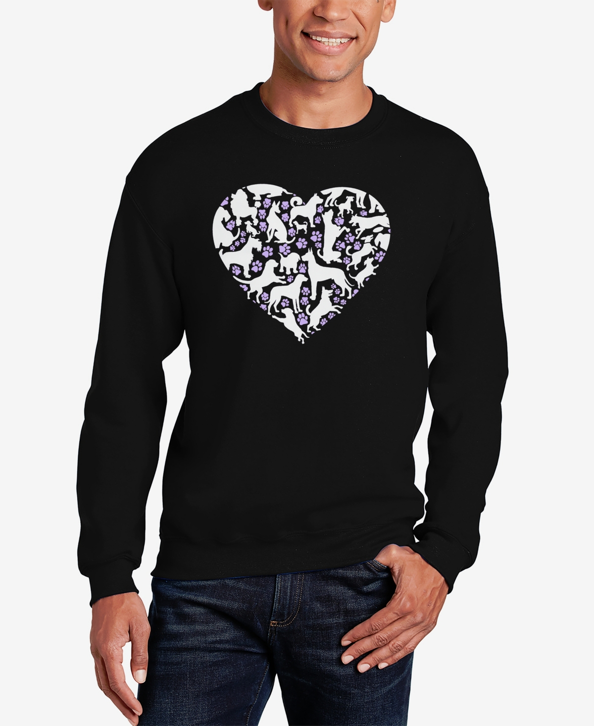 Click here for La Pop Art Mens Dog Heart Word Art Crewneck Sweats... prices