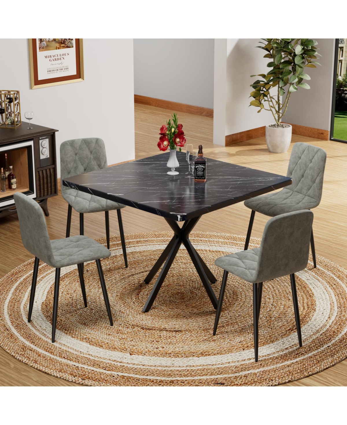 Click here for Streamdale Square Faux Marble Dining Table Set for... prices