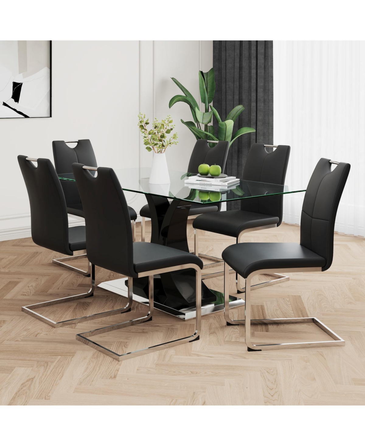 Click here for Streamdale Elegant Modern Glass Dining Set (Table... prices