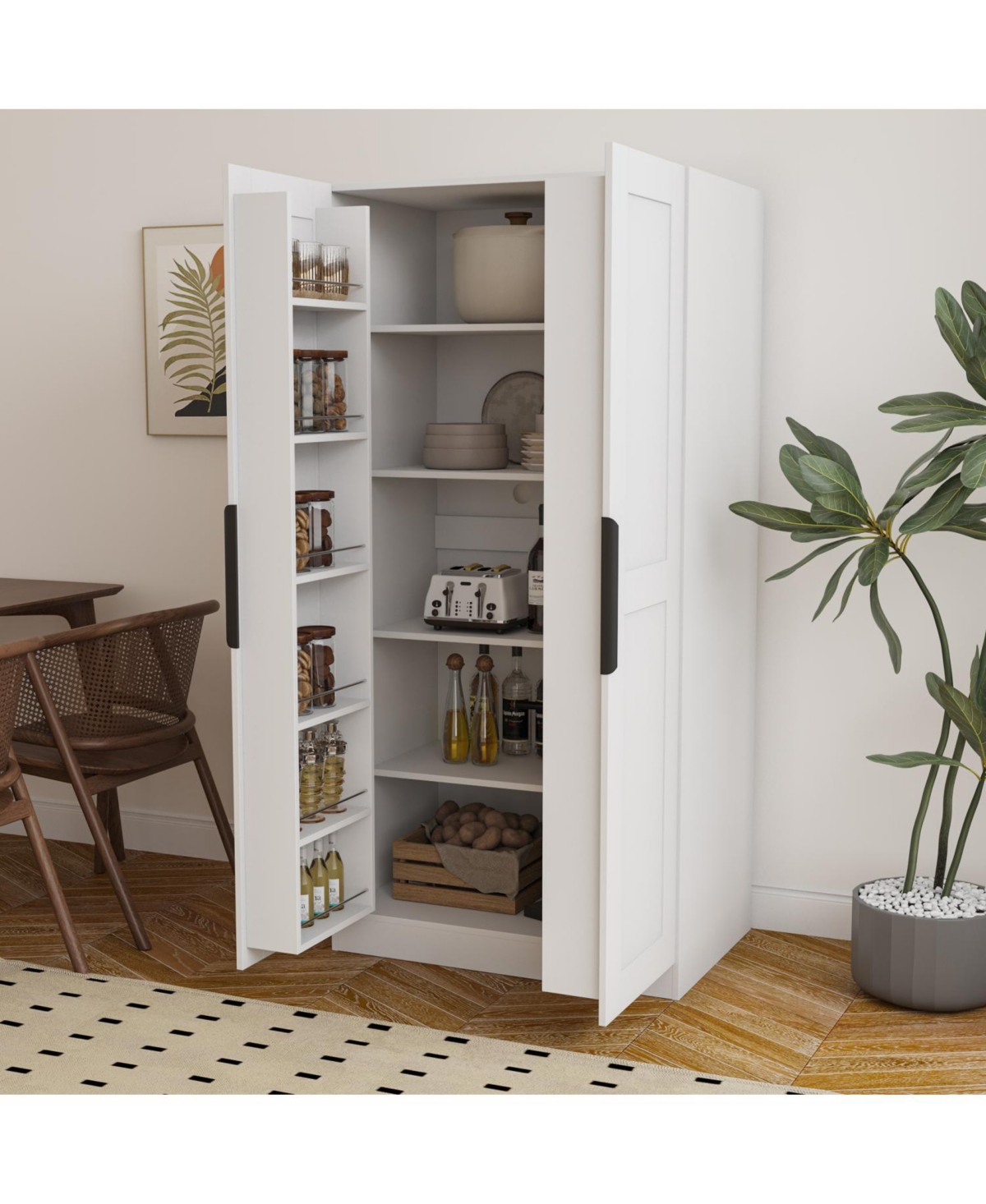 Click here for Streamdale White Pantry Cabinet with Doors & Shelv... prices
