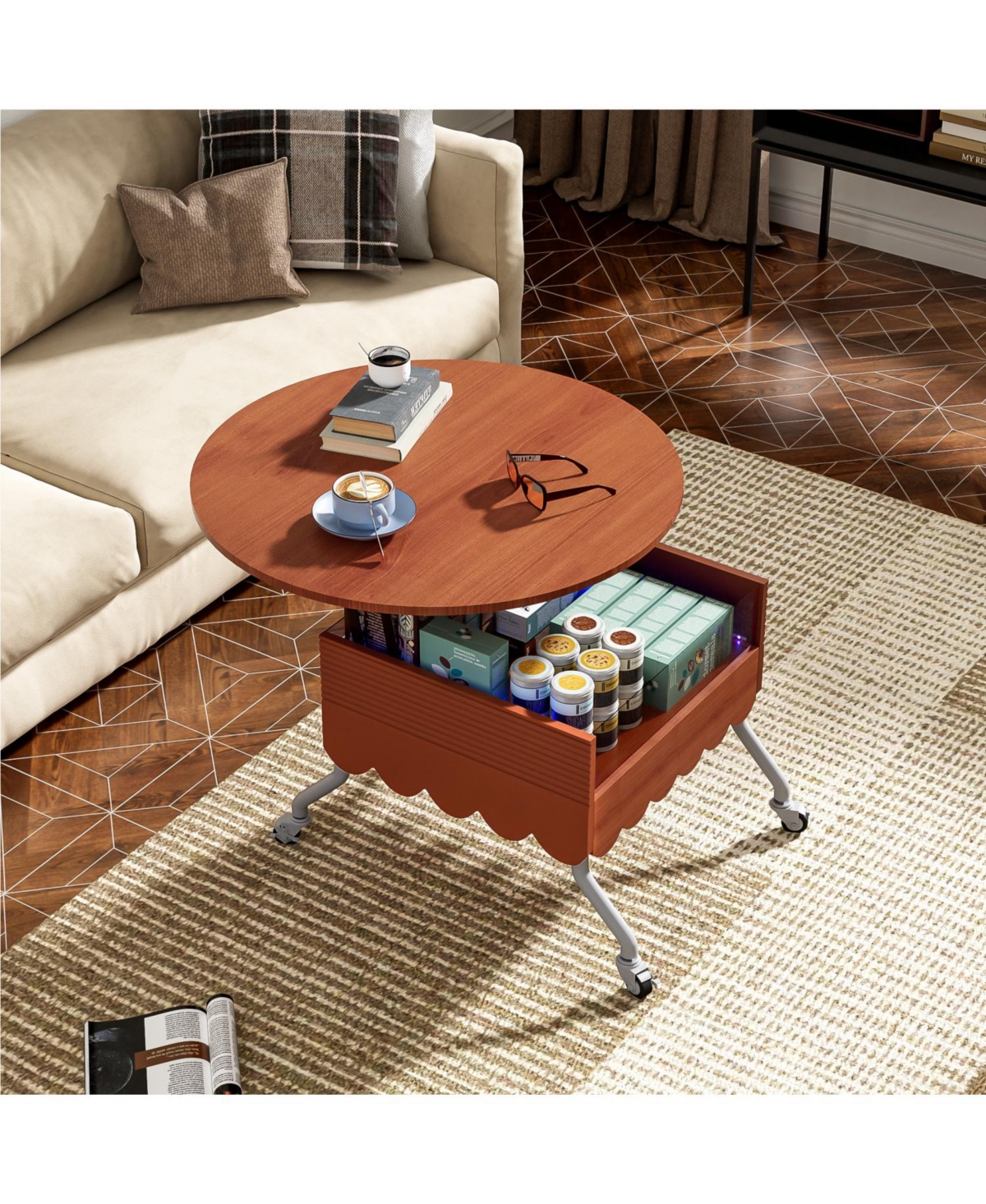 Click here for Streamdale Round Lift-Top Coffee Table with Wheels... prices