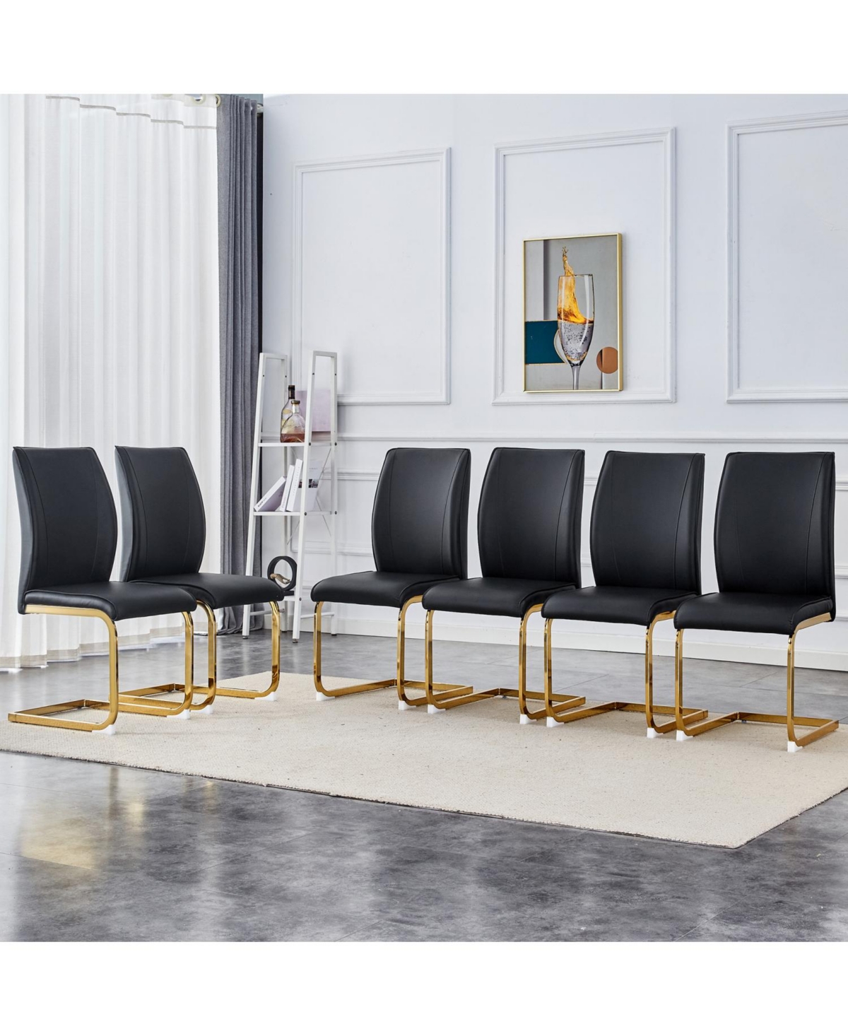 Click here for Streamdale Luxury Black Pu Dining Chairs - Gold Le... prices