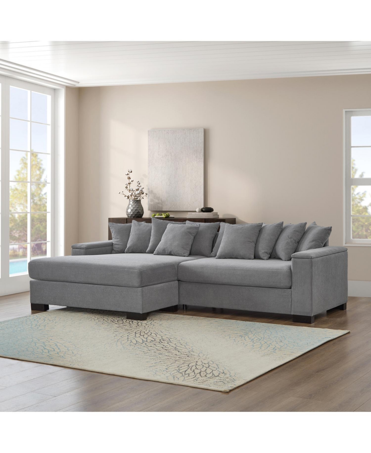 Click here for Streamdale Luxury Corduroy Sectional Sofa with Con... prices