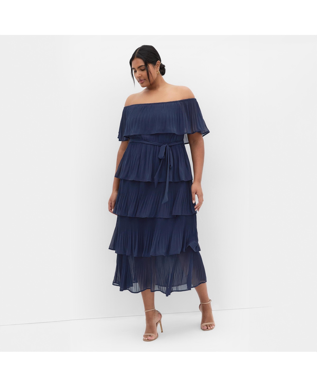Click here for City Chic Plus Size Night Garden Dress - Navy prices