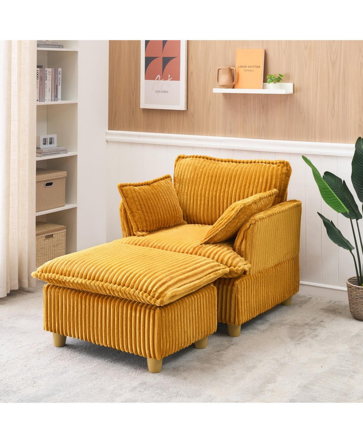Click here for Streamdale Corduroy Sofa with Ottoman & Pillows -... prices