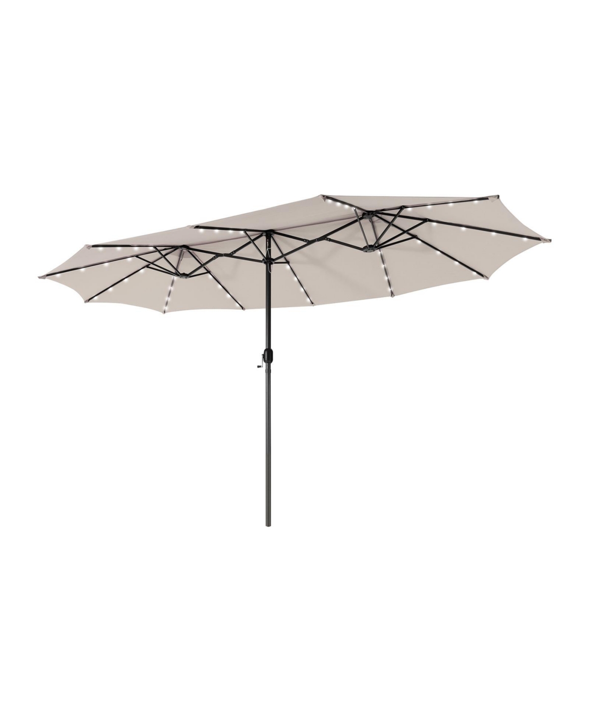 Click here for 15 Feet Twin Patio Umbrella with 48 Solar Led Ligh... prices