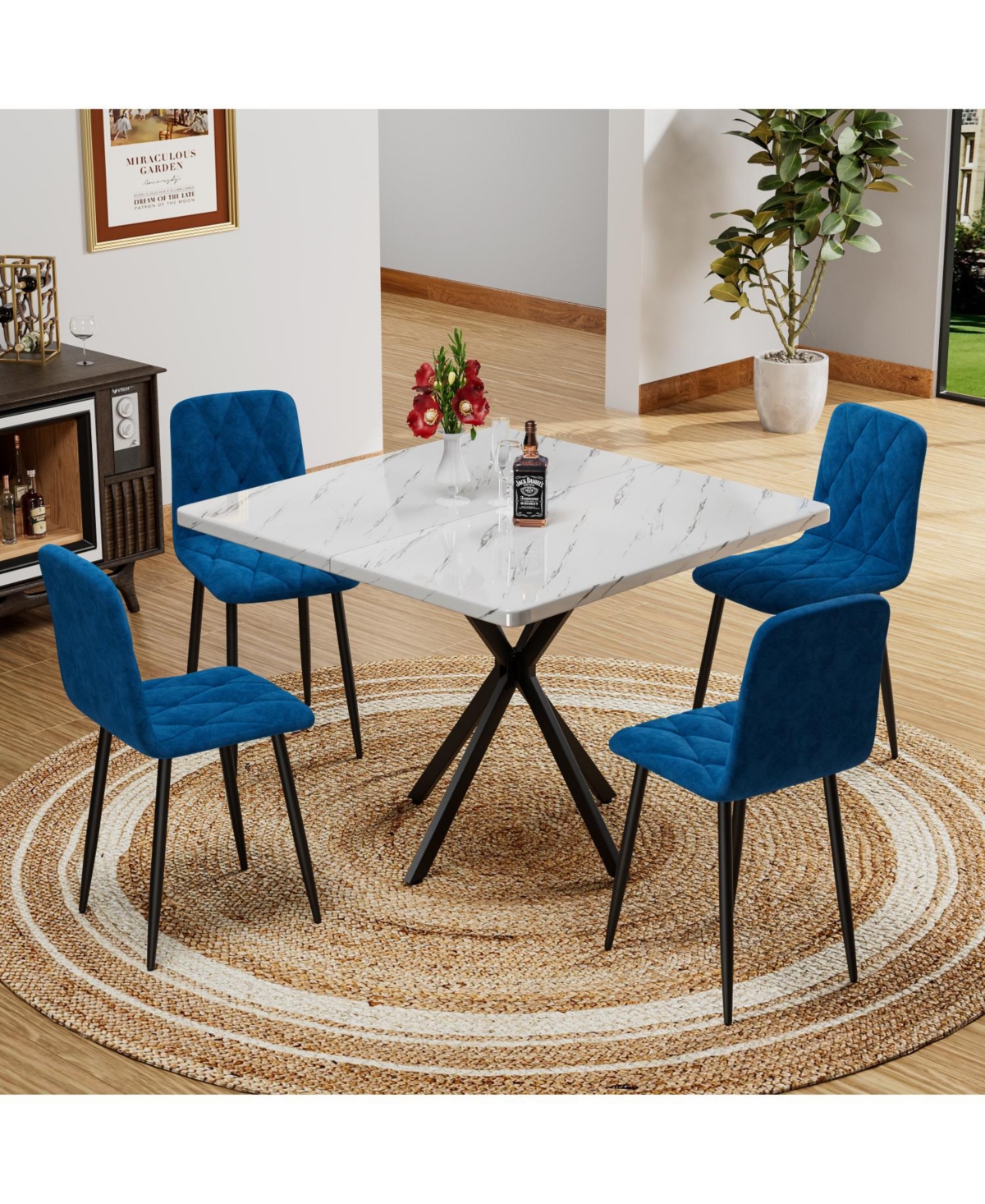 Click here for Streamdale Square Faux Marble Dining Table Set for... prices