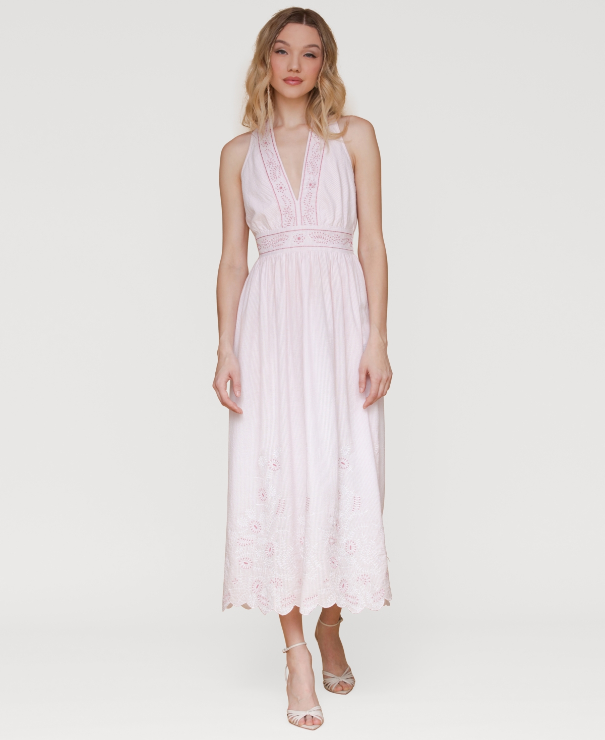 Click here for Avec Les Filles Womens Embroidered Cotton Midi Dre... prices