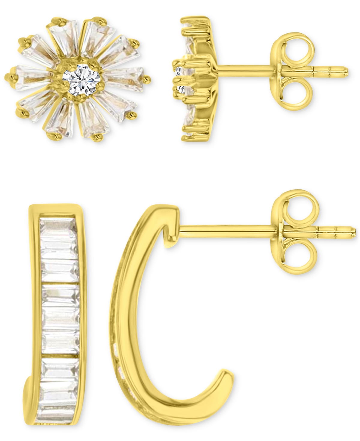 Click here for 2-Pc. Set Cubic Zirconia Baguette Flower Stud & Ho... prices