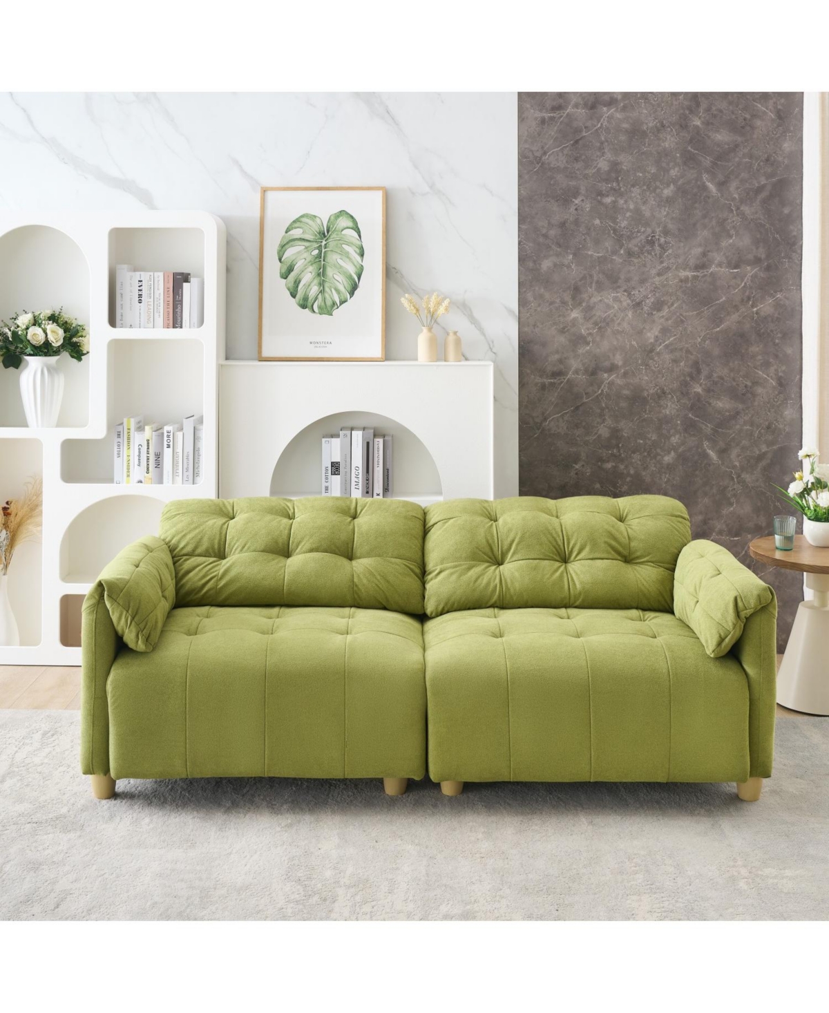 Click here for Streamdale Creamy Cloud Fabric Sofa - Green prices