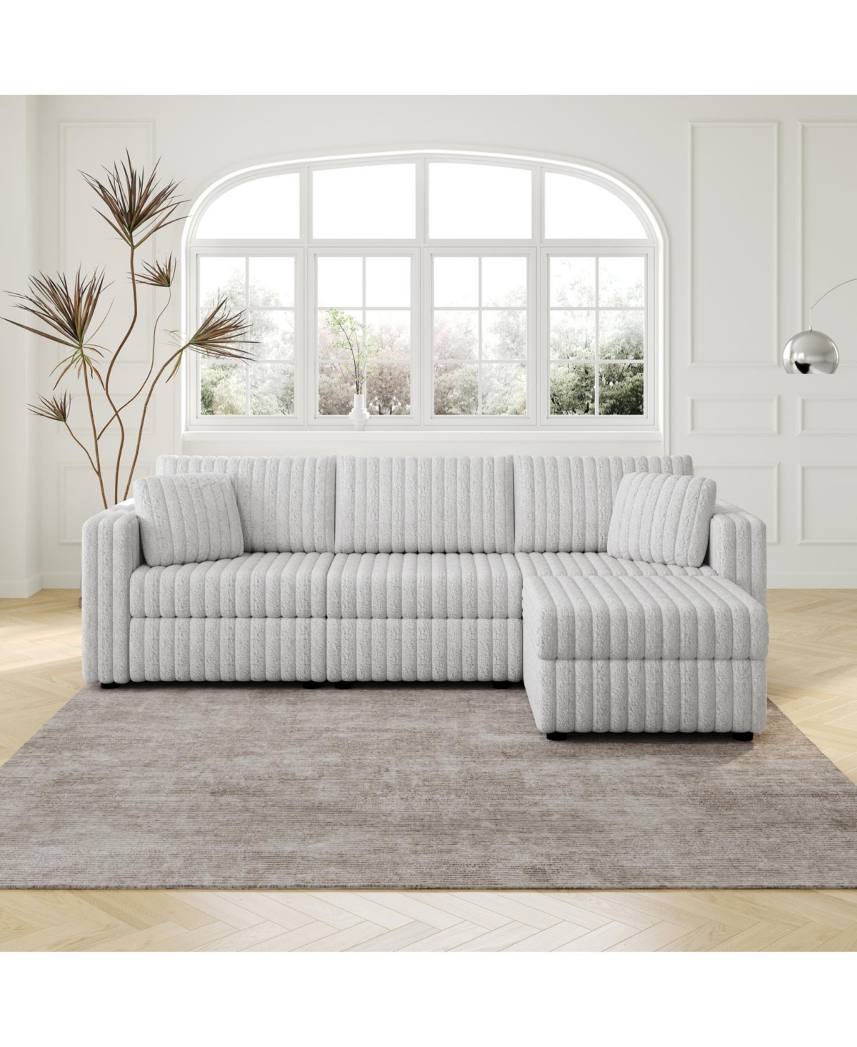 Click here for Streamdale 106" Light Gray Sofa with Ottoman... prices