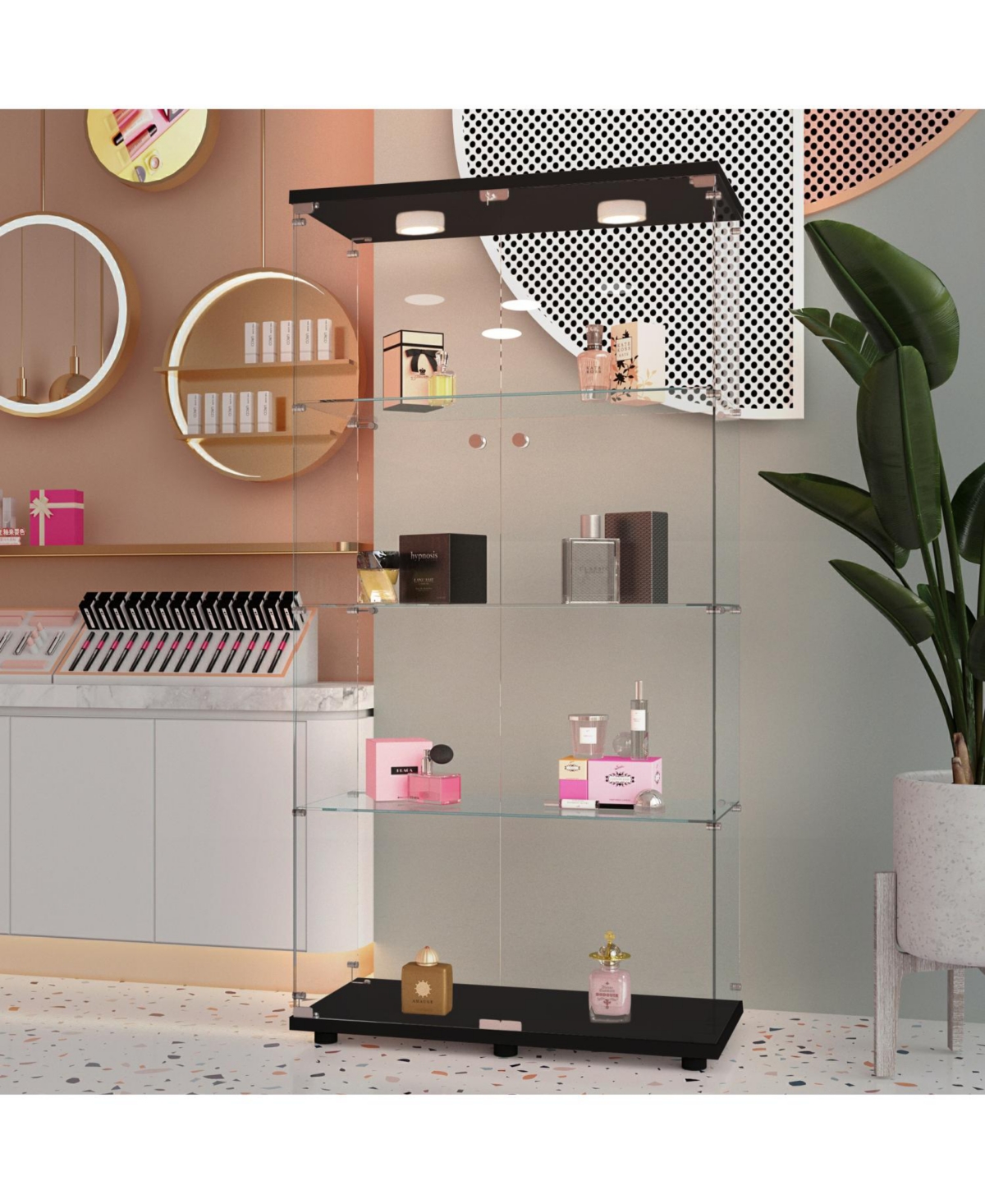 Click here for Streamdale Black Tempered Glass Cabinet w/ Lights... prices