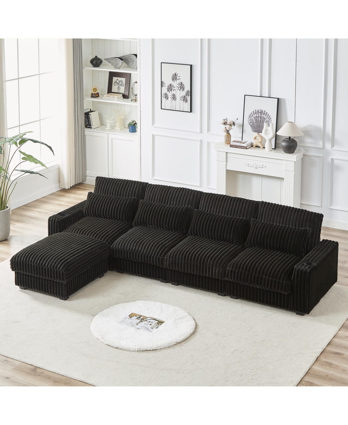 Click here for Streamdale Furniture L-Shaped Sofa with Cup Holder... prices
