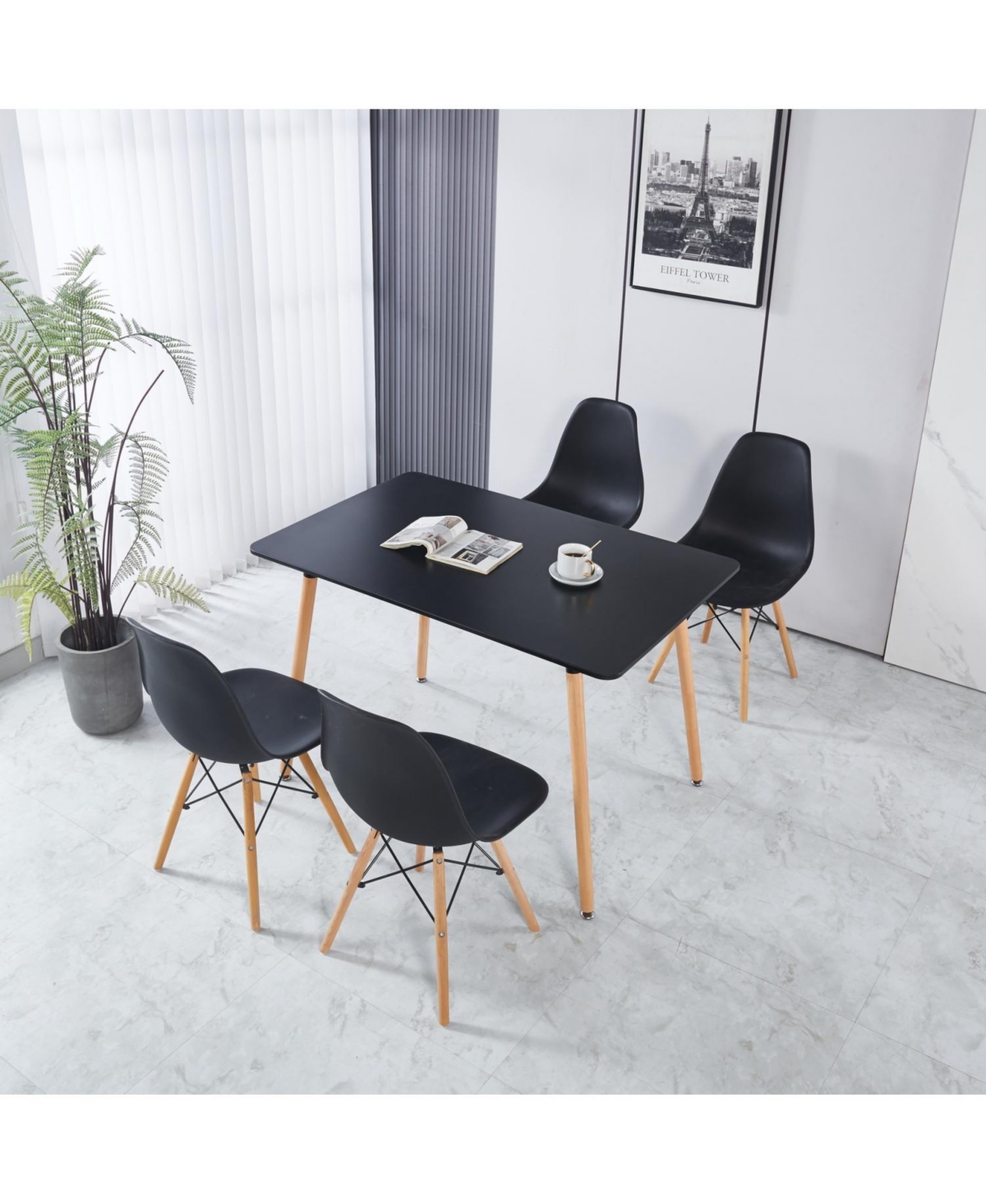 Click here for Streamdale Mid-Century Dining Set (5-Piece) - Blac... prices