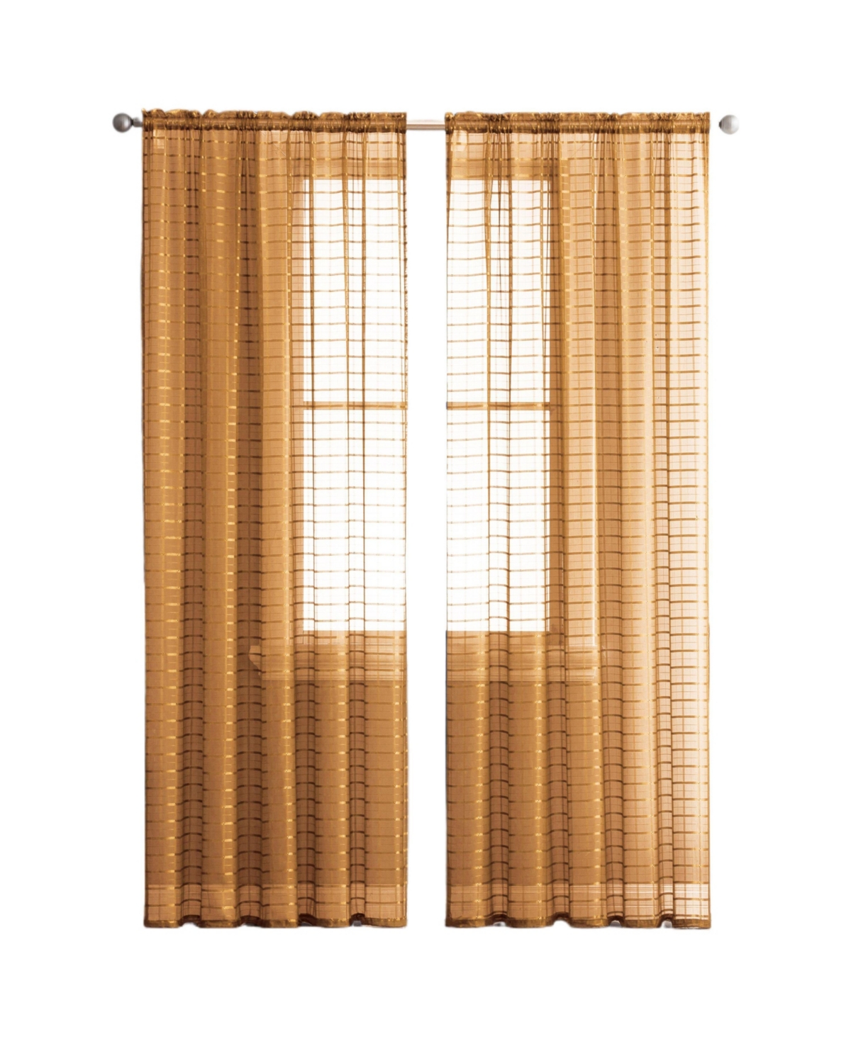 Click here for Kate Aurora 2 Piece Rod Pocket Plaid Sheer Voile W... prices