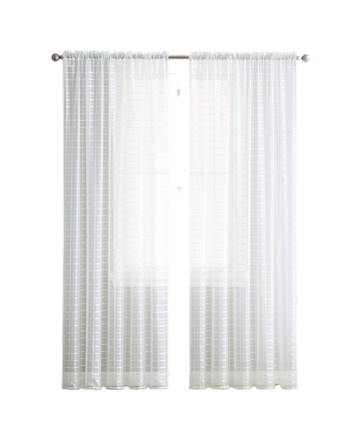 Click here for Kate Aurora 2 Piece Rod Pocket Plaid Sheer Voile W... prices