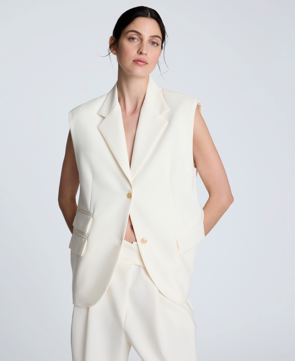 Click here for Kenneth Cole Womens Luxe Twill Triple-Pocket Vest... prices