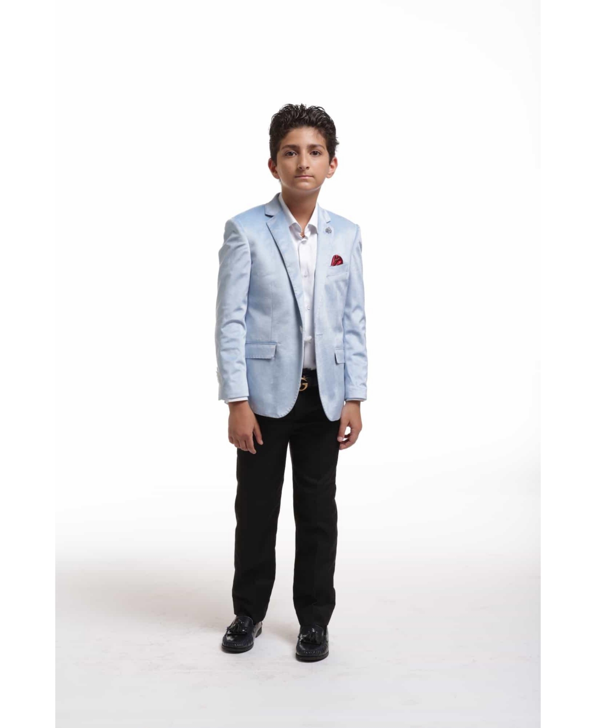 Click here for Elie Balleh Boys Blue Slim Fit Velvet Jacket - Bab... prices