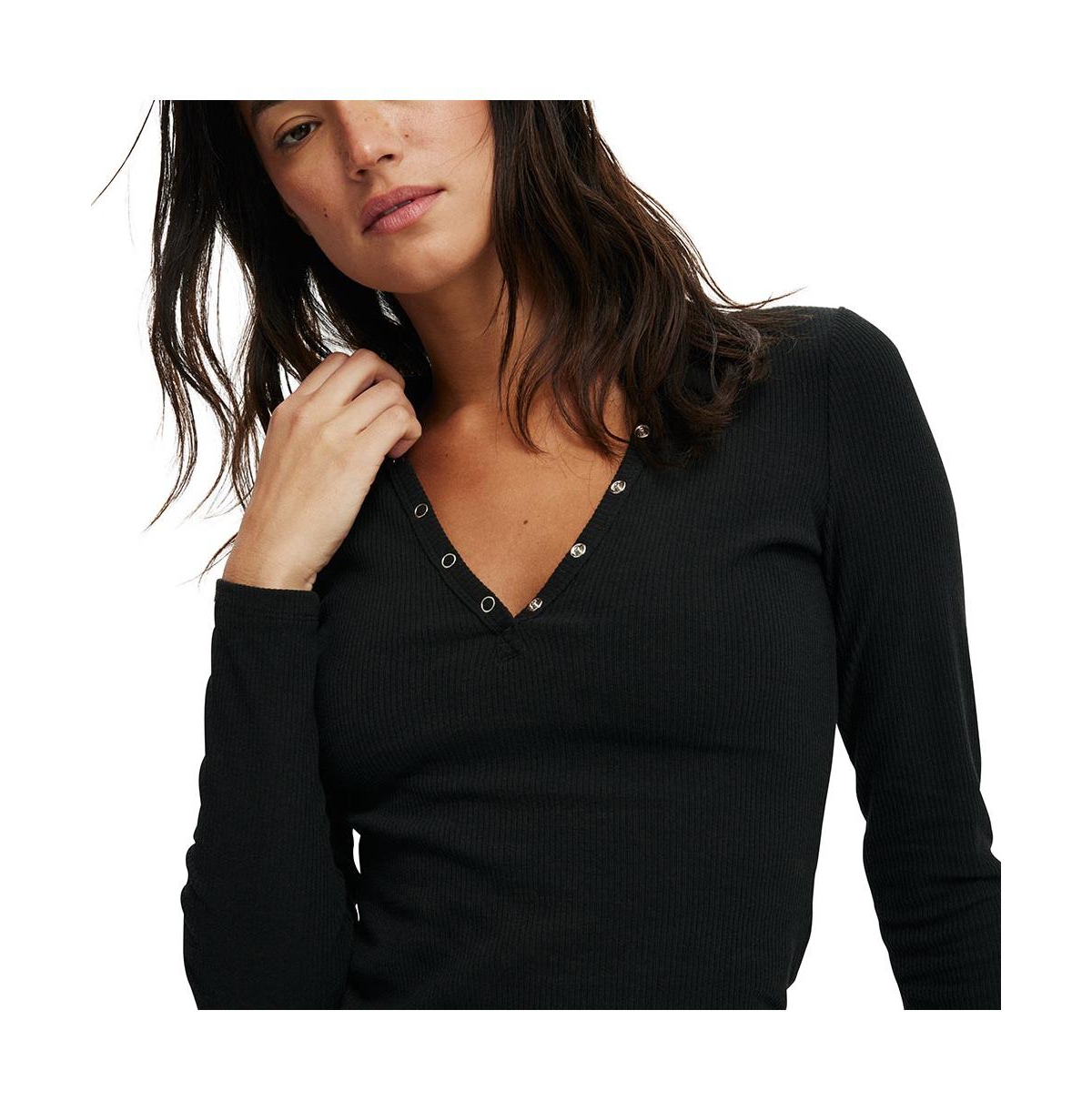 Click here for Cotton On Womens Ryan Henley Long Sleeve - Dark oa... prices