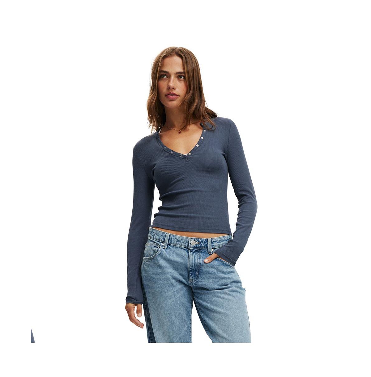 Click here for Cotton On Womens Ryan Henley Long Sleeve - Collegi... prices