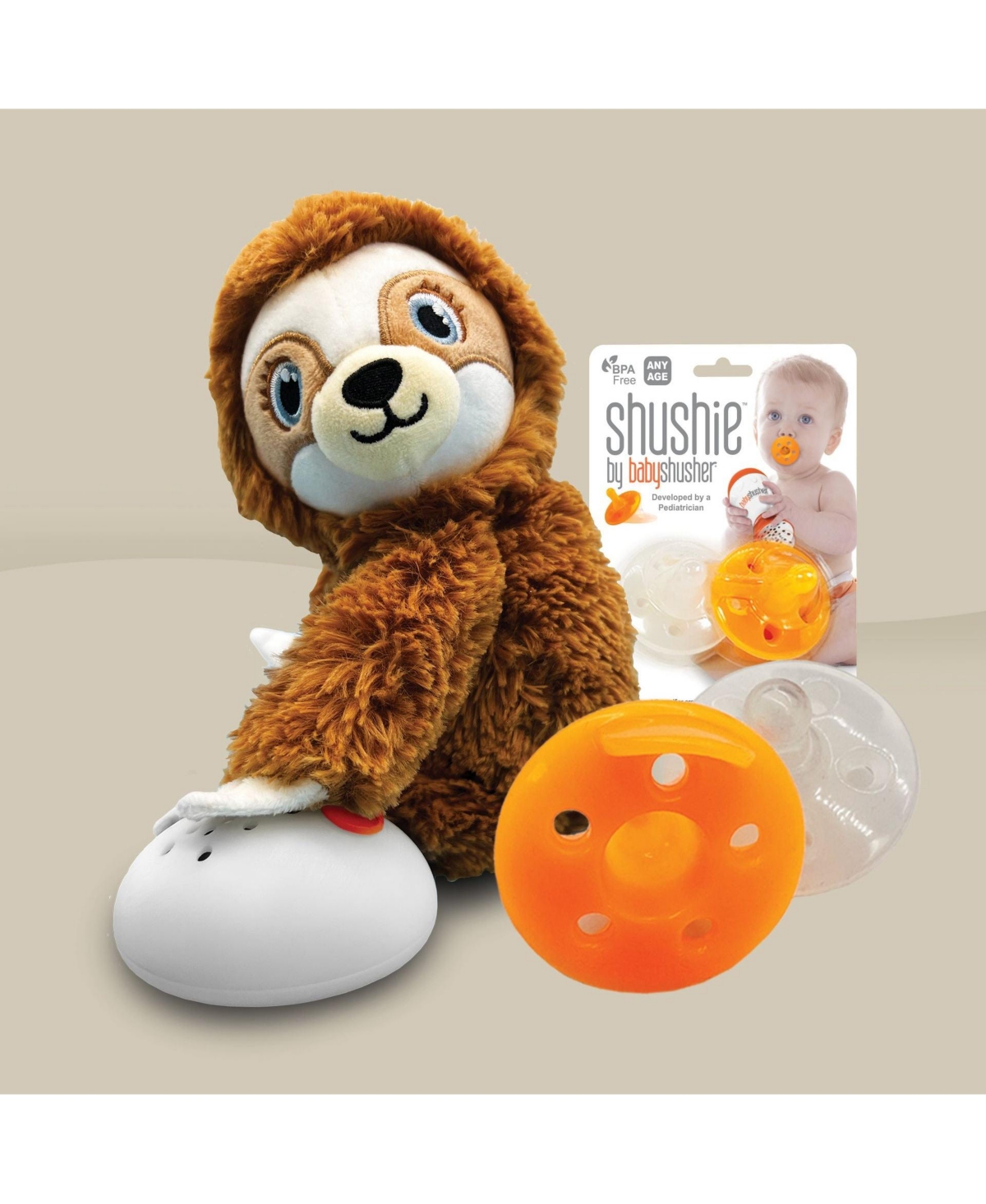 Click here for Baby Shusher Sloth & 2-Pack Shushies - Brown/ clea... prices