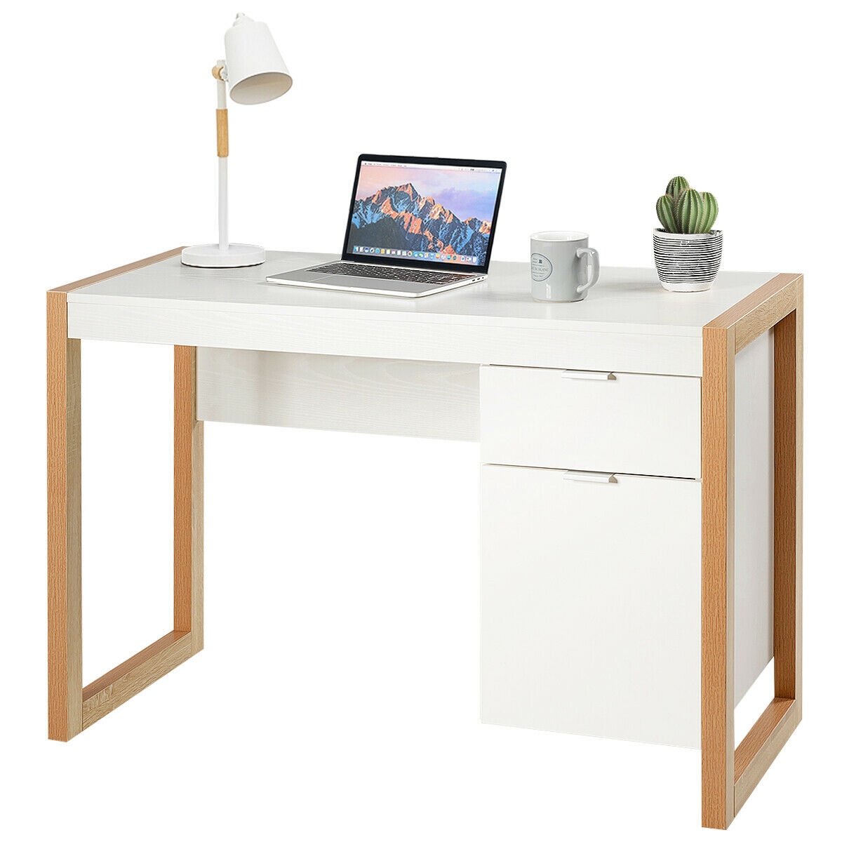 Click here for Modern Computer Desk Writing Workstation with Cabi... prices