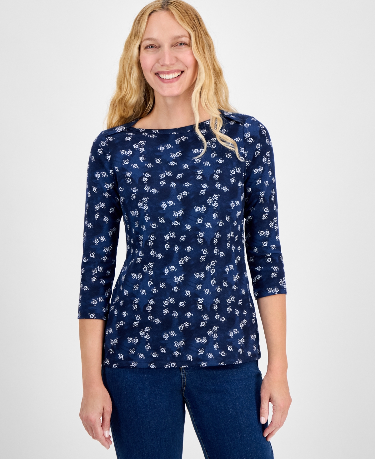 Click here for Style & Co Petite Spotty Airy Floral-Print Pima Co... prices