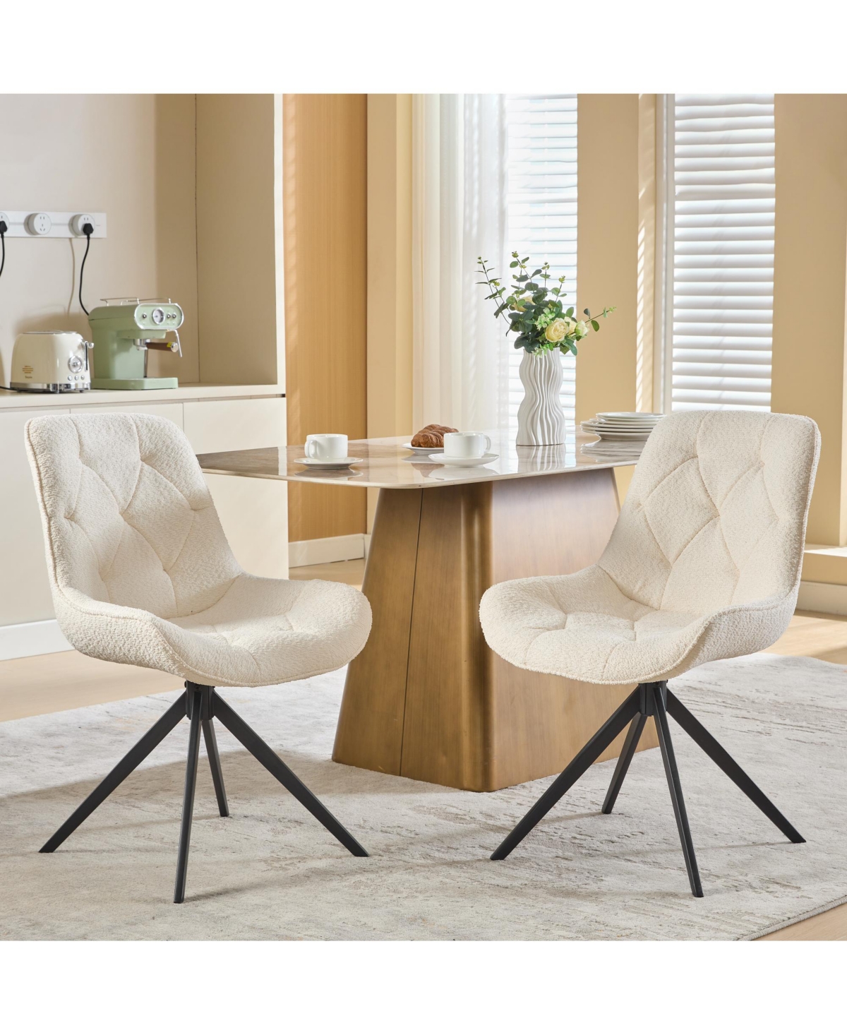 Click here for Dyhome Swivel Dining Chairs  Boucle Upholstered Ac... prices