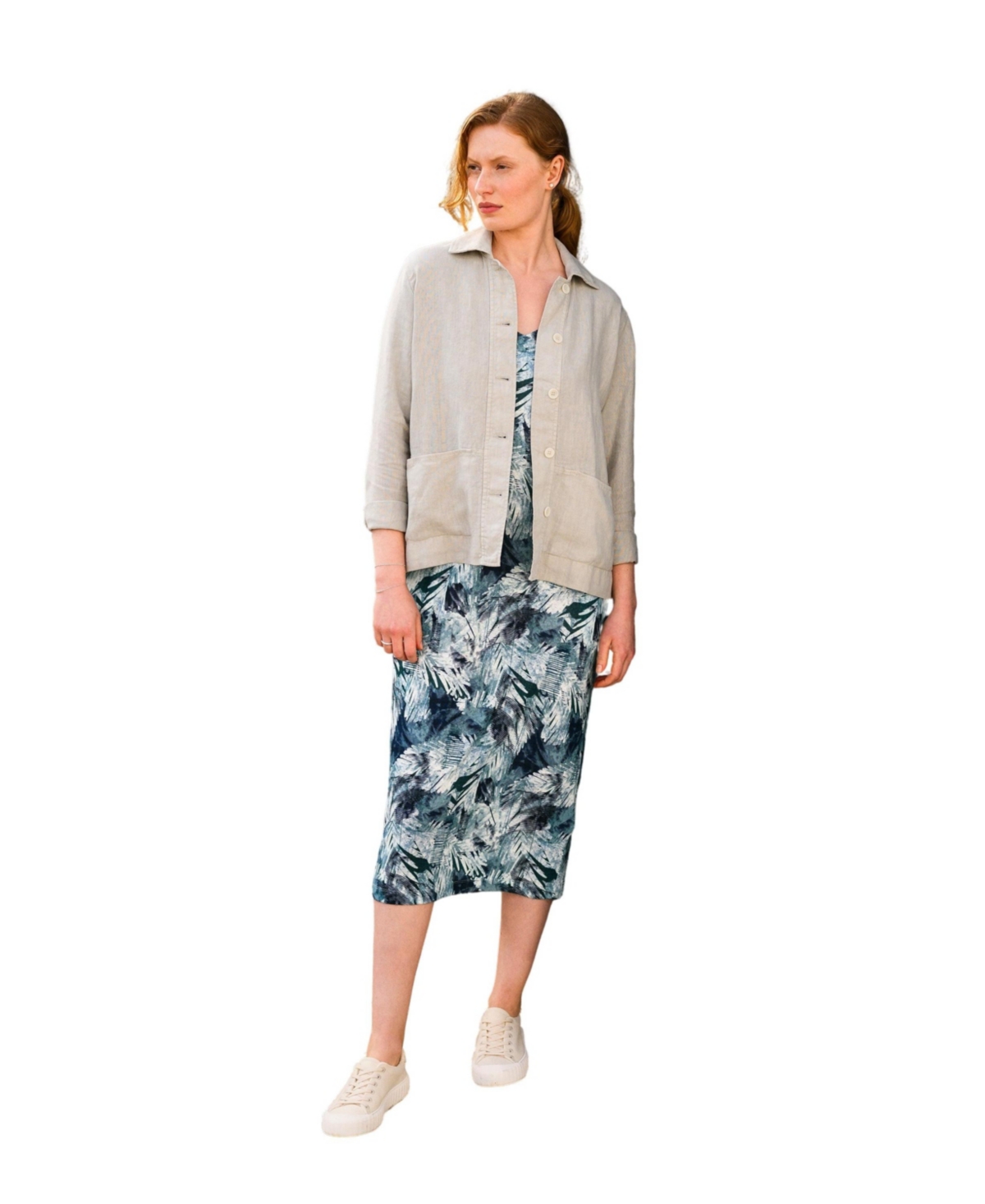 Click here for Celtic & Co. Womens Linen Blend Button Back Midi D... prices