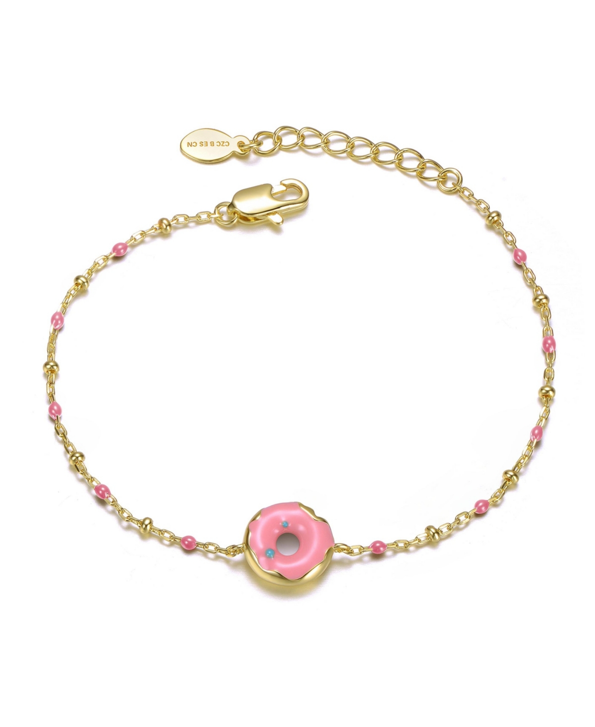 Click here for 14K Gold Plated with Pink Donut Charm Bracelet - P... prices