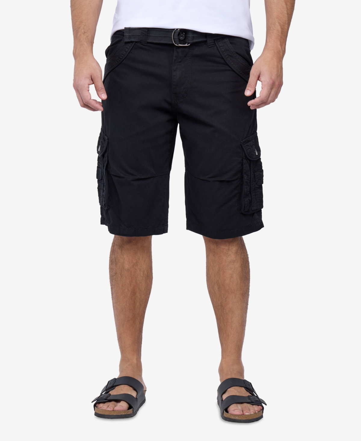 Click here for X-Ray Mens Belted Double Pocket Cargo Shorts - Bla... prices
