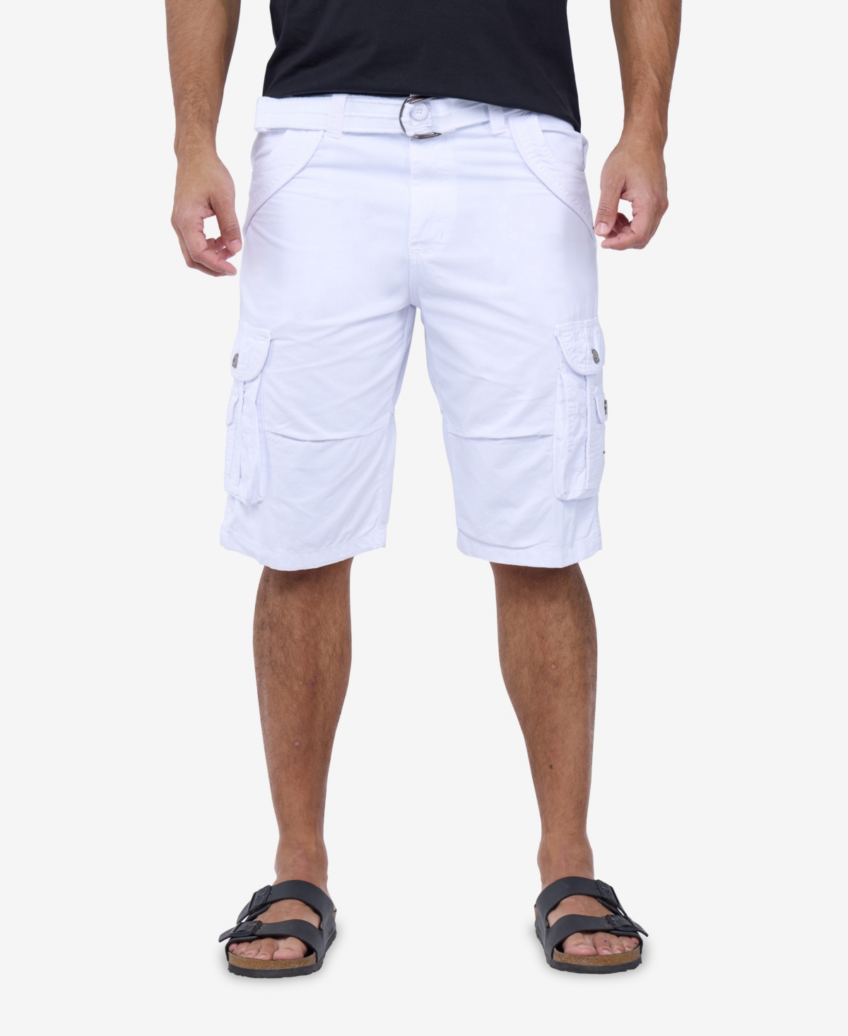 Click here for X-Ray Mens Belted Double Pocket Cargo Shorts - Whi... prices