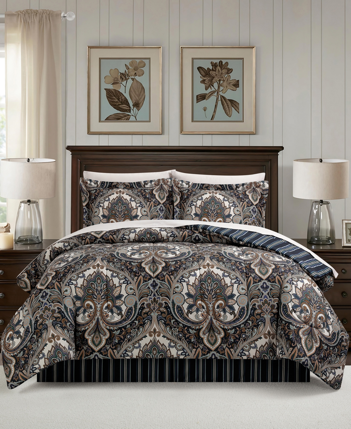 Click here for Sunham Isabella 8-Pc. Comforter Sets - Navy prices