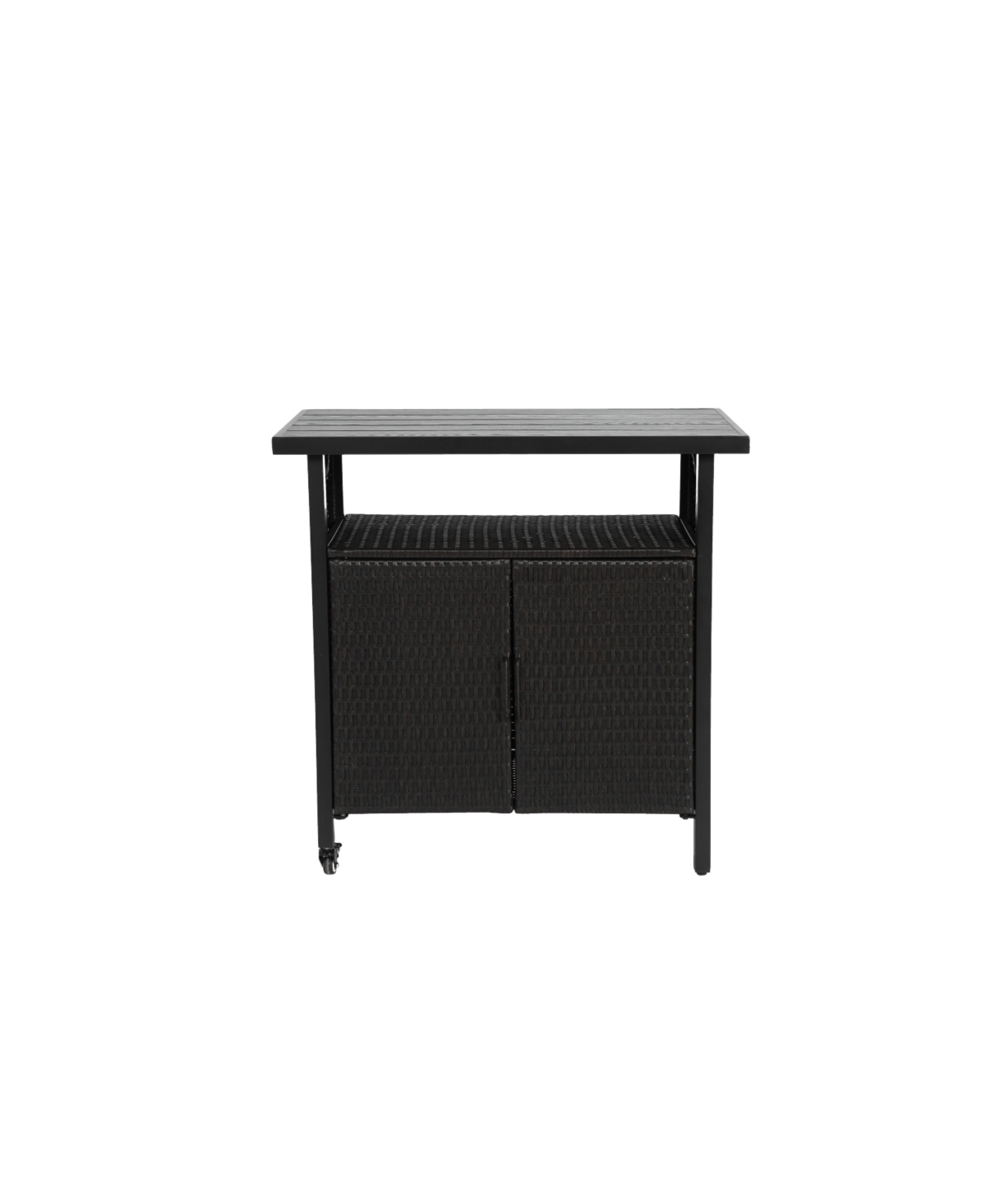 Click here for Black Wicker Bar Cart with Glass Top - Black prices
