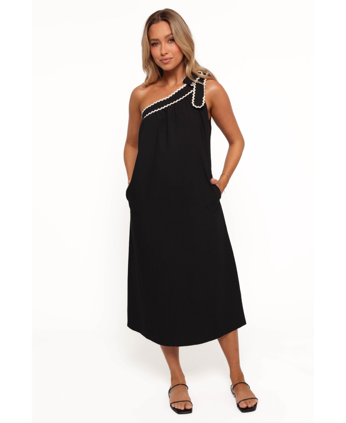 Click here for Petal and Pup Womens Brynlee One Shoulder Midi Dre... prices