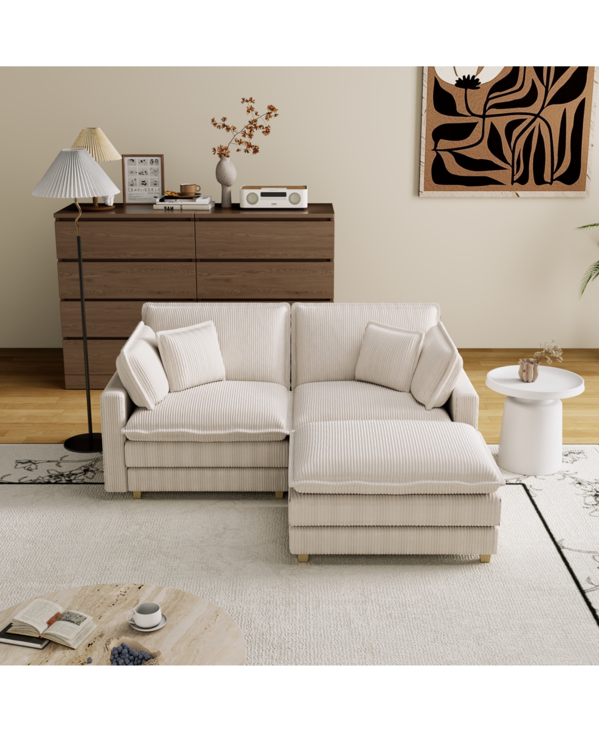 Click here for Streamdale Beige Modular Sectional Sofa with Pillo... prices