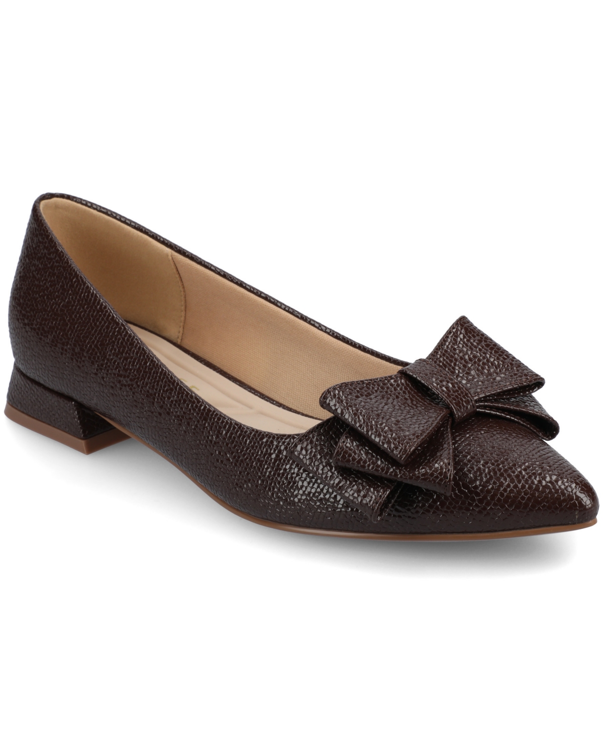 Click here for Journee Collection Womens Ophelia Bow Low Block He... prices